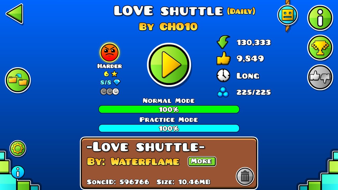 Geometry Dash | Daily Level #227 | LOVE shuttle 6★ - YouTube