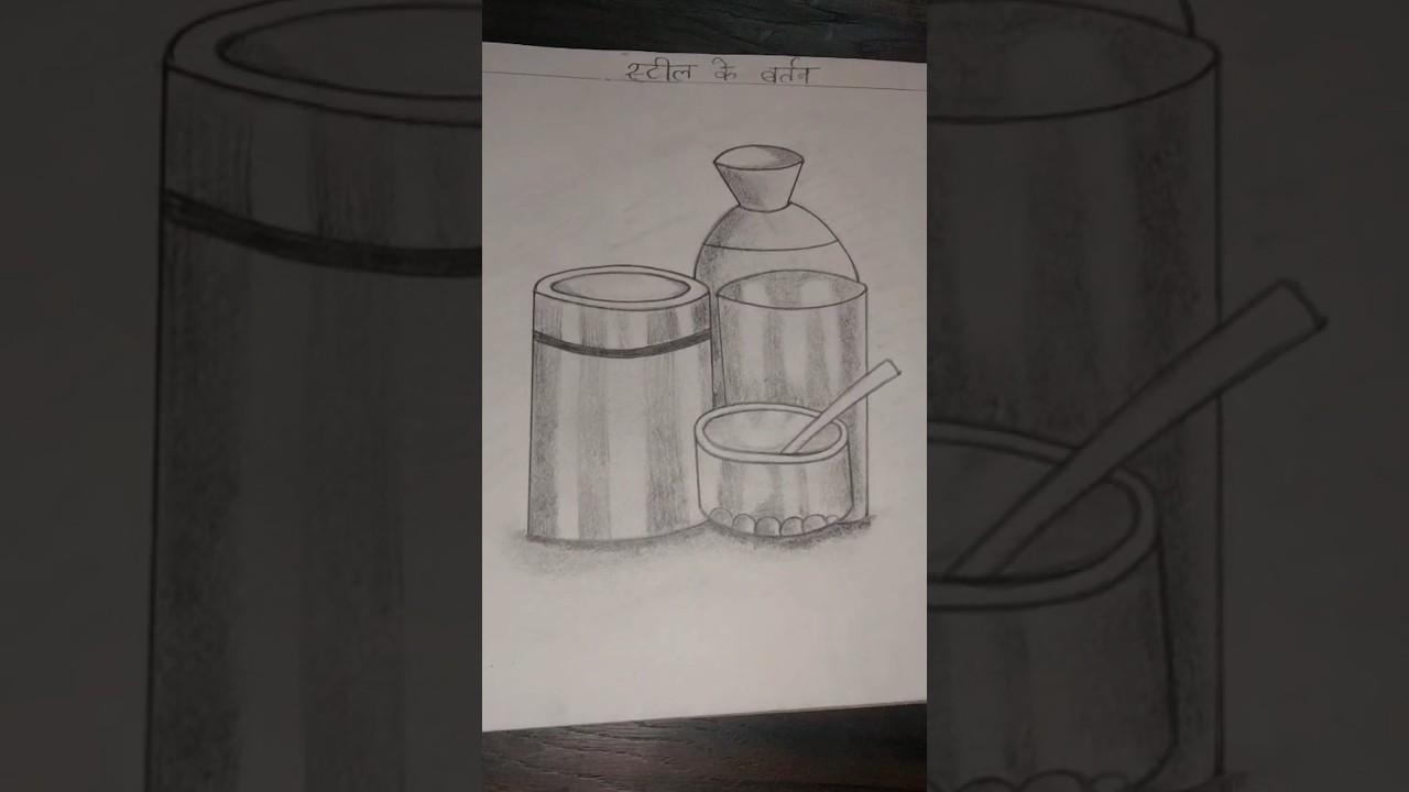 steel ke bartan easy drawing🎨#drawing #viral - YouTube
