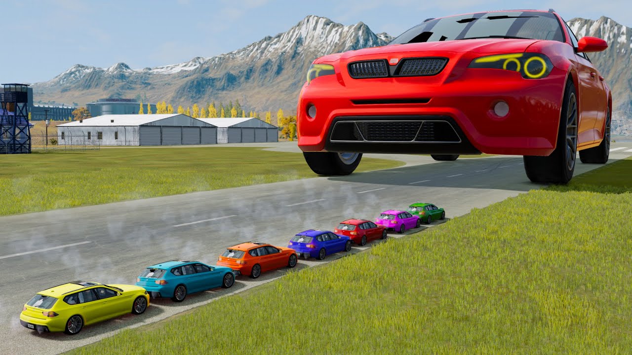 Giant Car Crushing Small Cars #6 - BeamNG.drive - YouTube