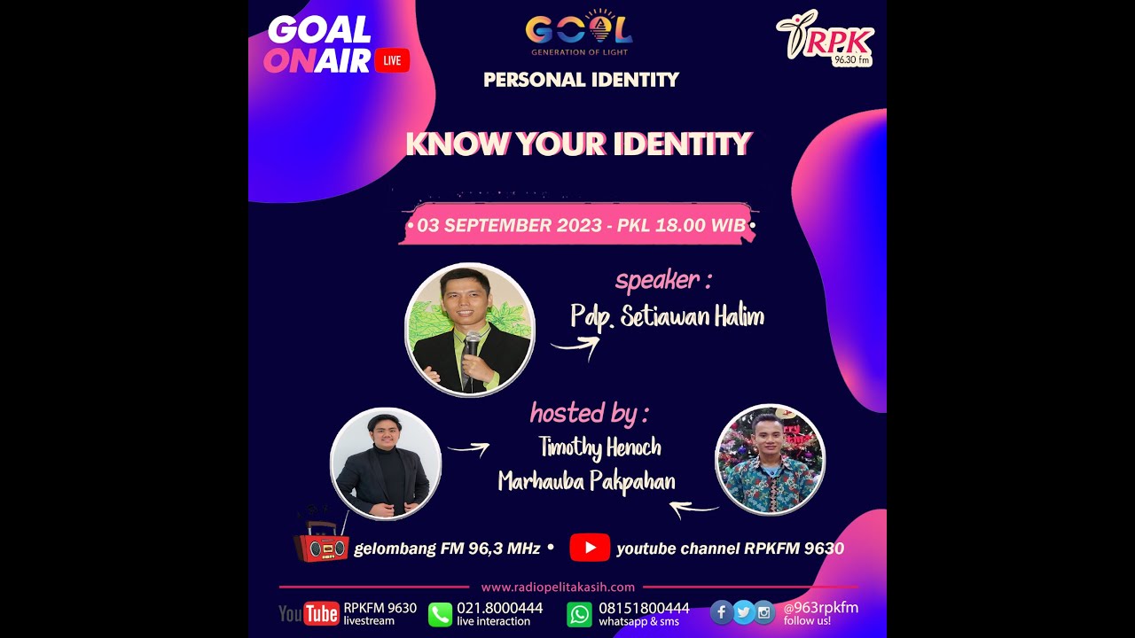 PERSONAL IDENTITY - KNOW YOUR IDENTITY | GOAL ONAIR | MINGGU 03/09/2023 ...