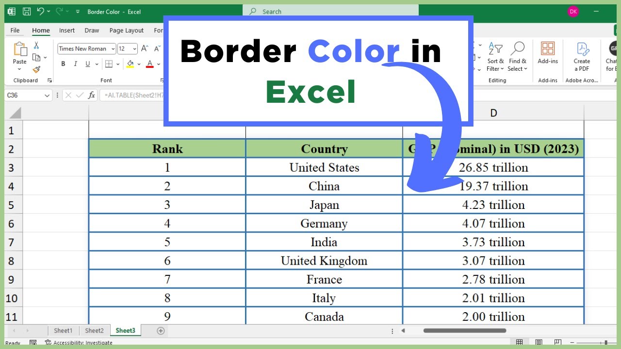 How to Change Border Color in Excel (Make Your Data POP!) - YouTube