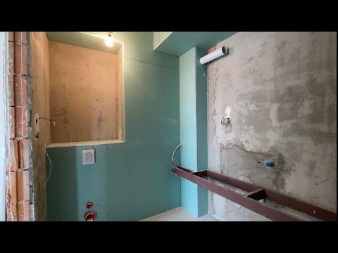Санузел : инсталляция, обшивка стены, короба. - YouTube