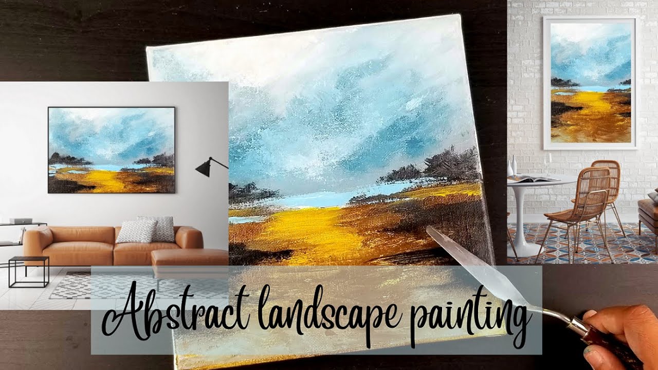 How to do an Abstract Sunset Landscape | Easy steps to follow along ...