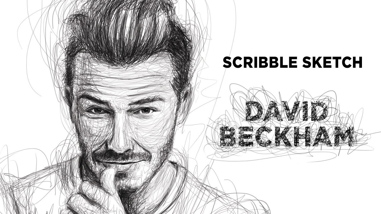 'Scribble Portrait Sketch' of 'David Beckham' | Digital Scribble ...