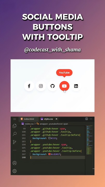 Hover to Reveal! Social Media Button Animation with Tooltip | HTML & CSS #ytshorts #coding # ...