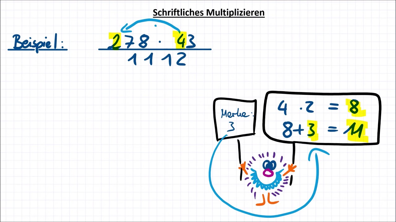 Schriftliches Multiplizieren, schriftliche Multiplikation - YouTube