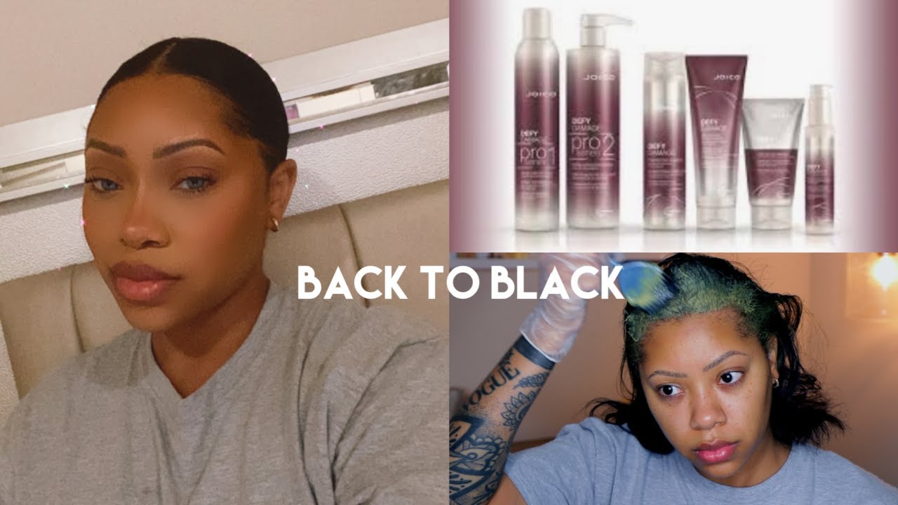 BLACKEST HAIR DYE + JOICO DEFY DAMAGE +MAKEUP! - YouTube