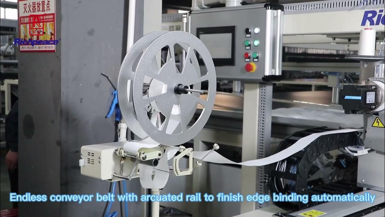 Richpeace Automatic Four Sides Tape Binding Machine sew lable automatically - YouTube