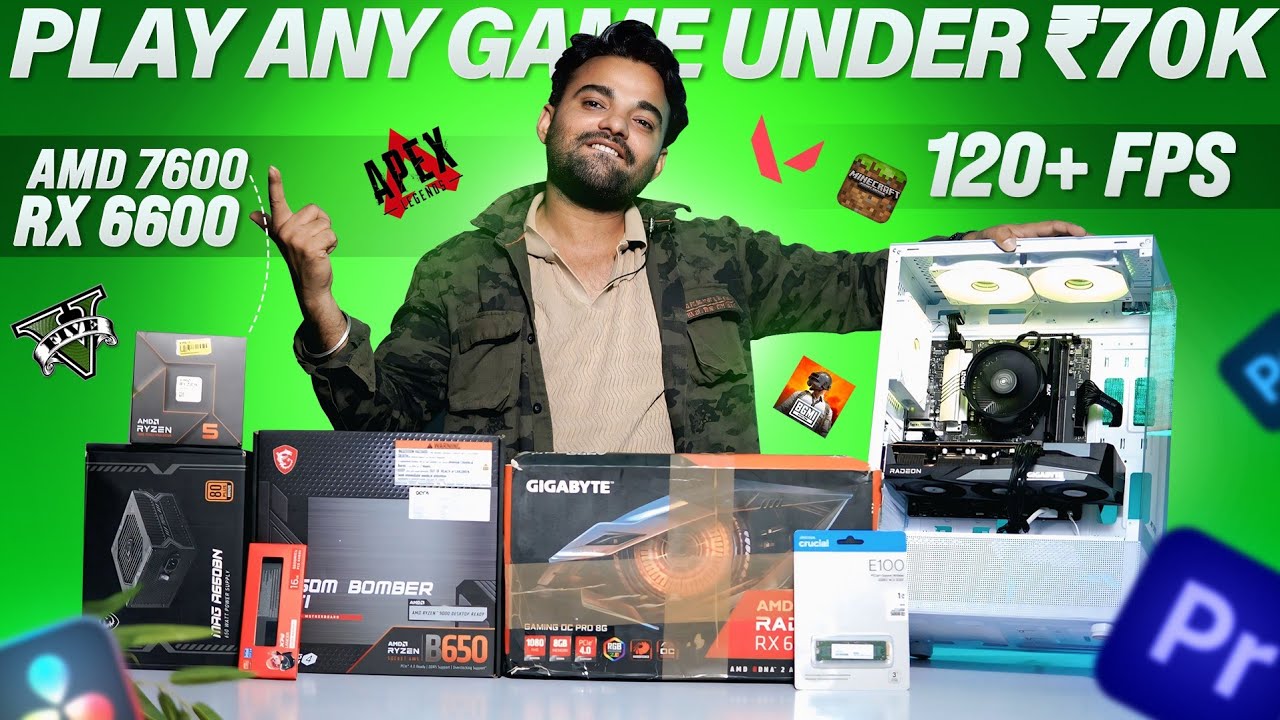 ₹70,000 Gaming PC Build 2025 🔥 Ryzen 5 7600 + RX 6600 Ultra Value Beast ...