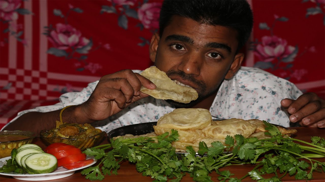 EATING CRISPY LUCHI WITH VEGETABLE PULSES, FULKO LUCHI , ASMR MUKBANG ...