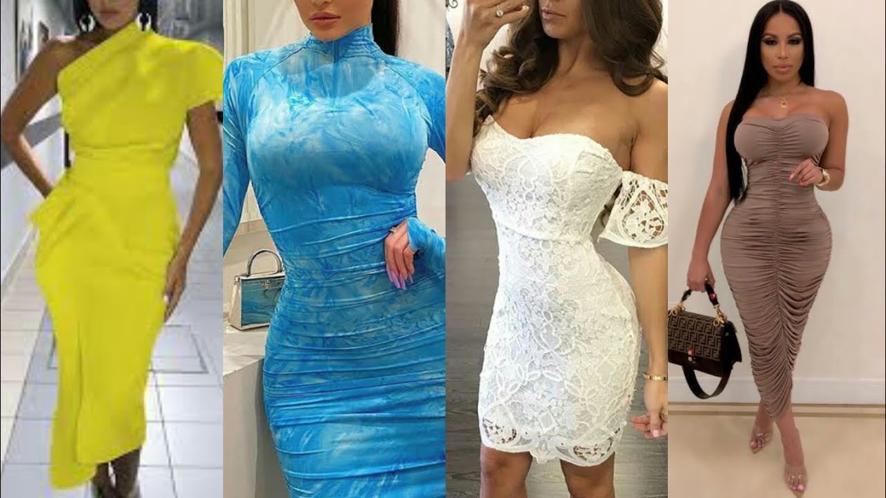 Branded ladies bodycon dress design collection lovely colour contrast ...