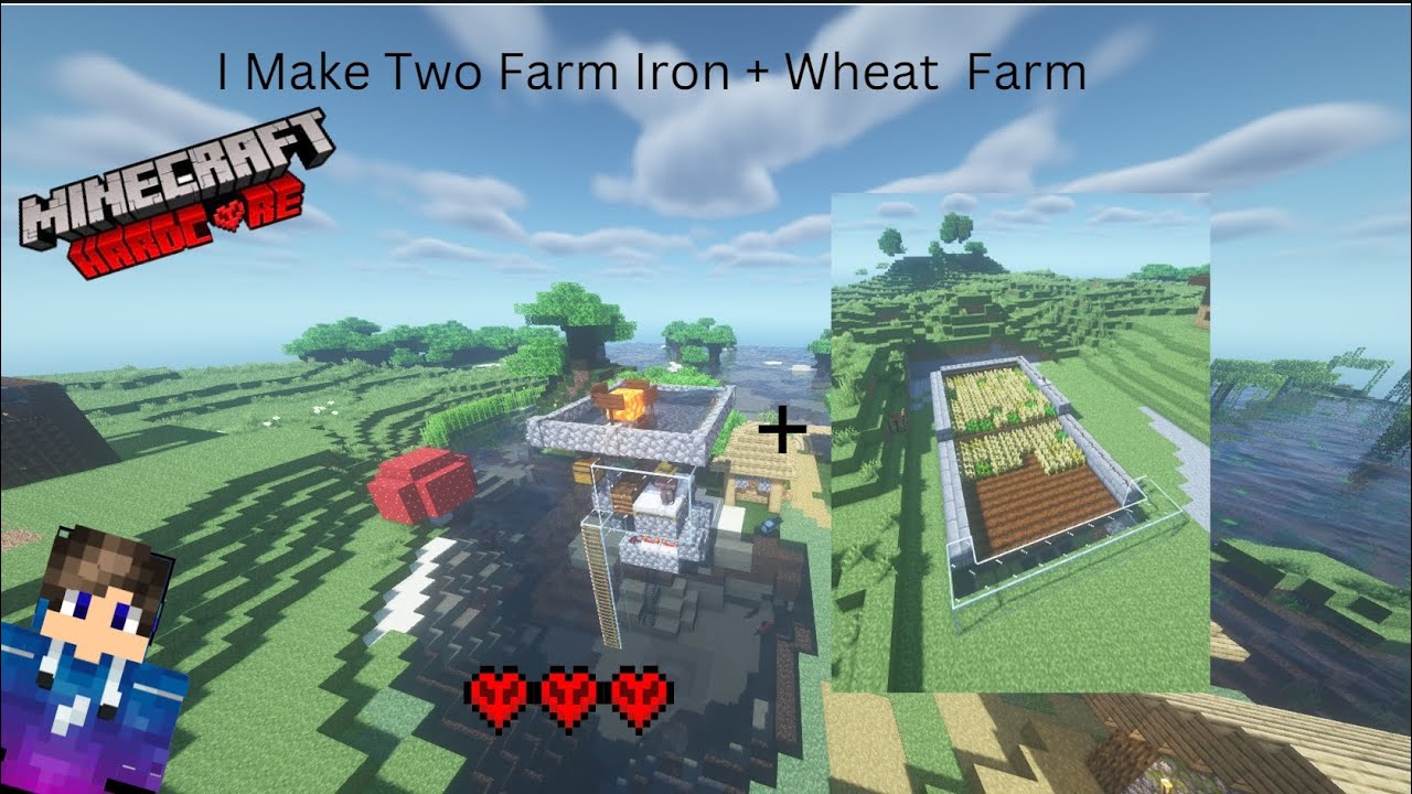 I Make Two Farm Iron + Wheat Farm on Minecraft Hardcore Gameplay EP-2 ...