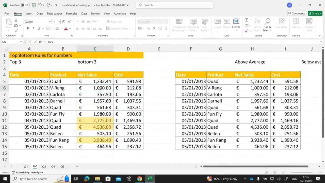 Excel : Conditional Formatting | Highlights | Data Bars | Scales | Icons - YouTube