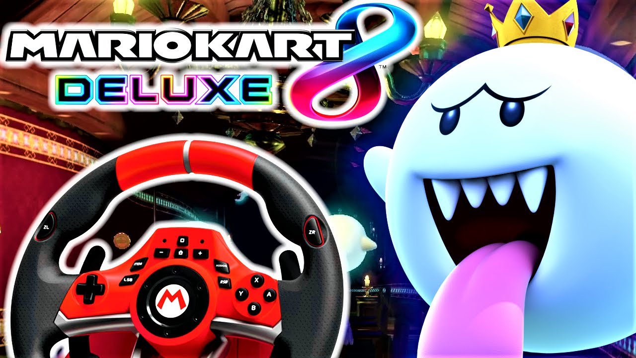Mario Kart 8 Deluxe with Racing Wheel - Twisted Mansion - King Boo ...