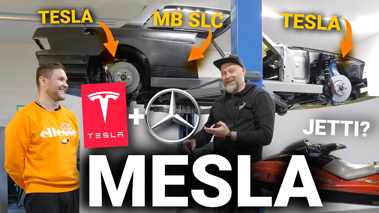 422. Huikea MESLA-sähköautokonversio! Teslan nelivetotekniikka vanhassa ...