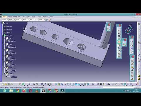 Holes | CATIA | 3D Modeling | Part Design | Machine Drawing - YouTube