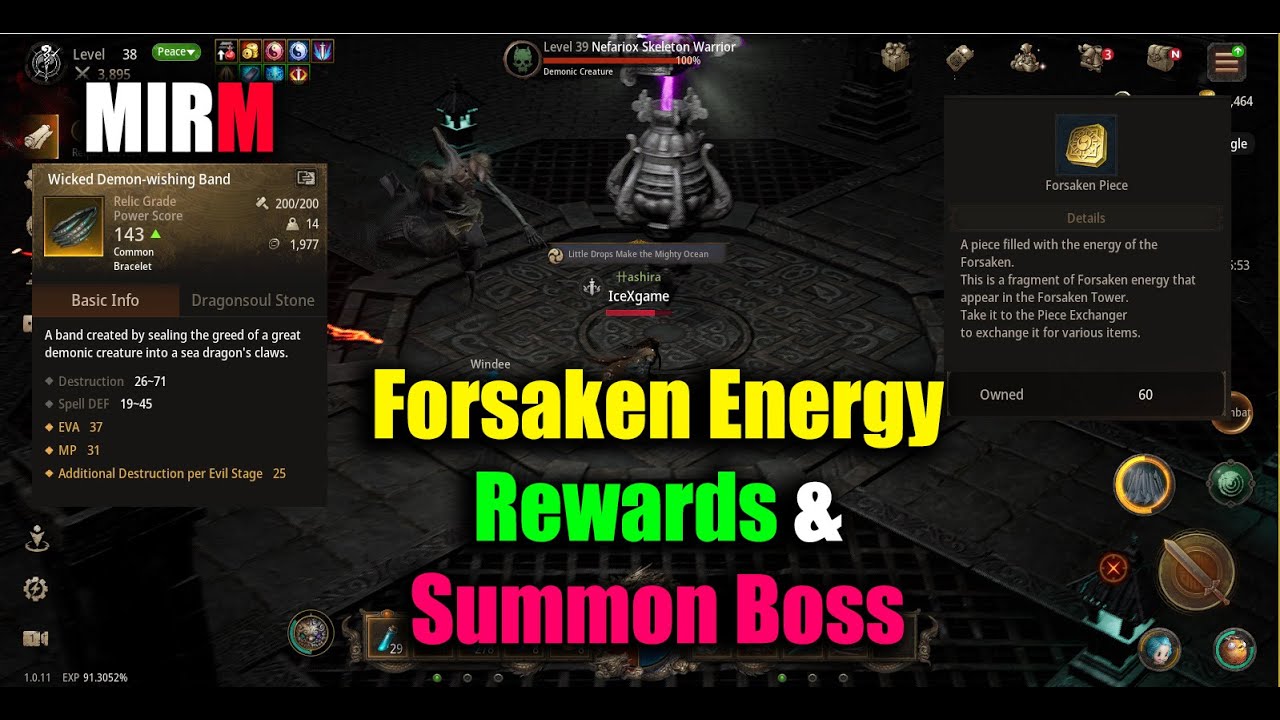 MIR M Forsaken Energy Rewards & Summon Boss - YouTube