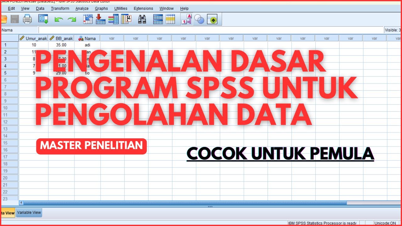 Belajar SPSS untuk Pemula (Part 1) | Pengenalan Menu & Fungsi SPSS ...
