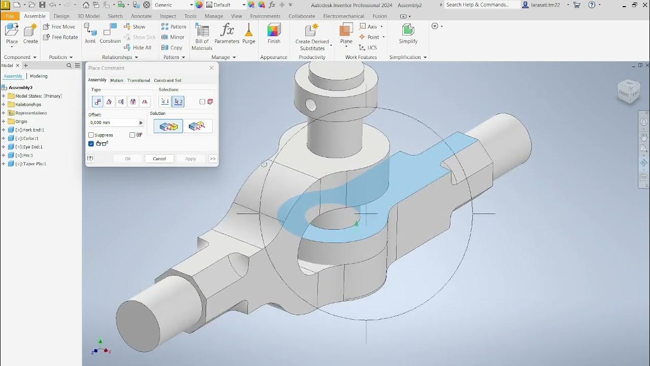 Tutorial How to Assembly Knuckle Joint dengan menggunakan software Autodesk Inventor 2024 - YouTube