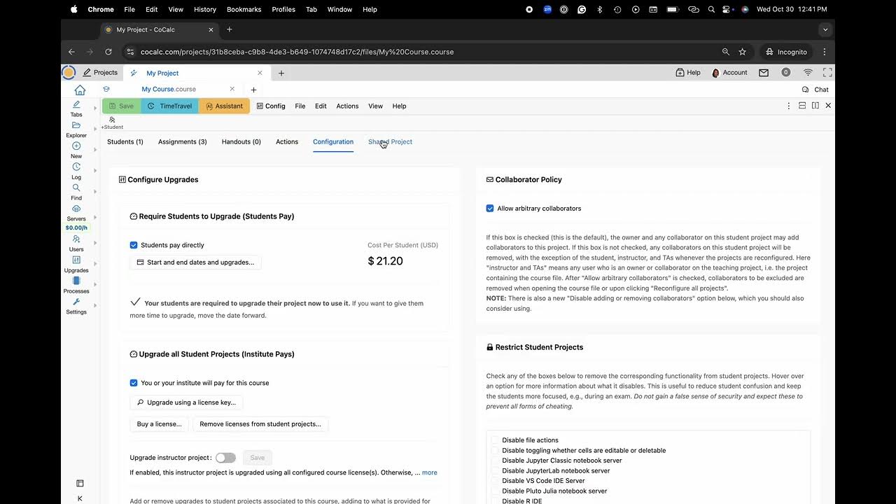 How to Create a Shared Project using CoCalc's Course Management System - YouTube