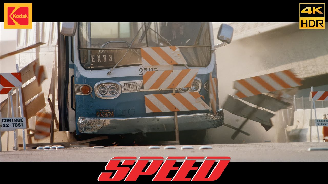 Speed (1994) Bus Jumping the Gap Movie Clip scene 4K HDR10 Kodak 5247 ...