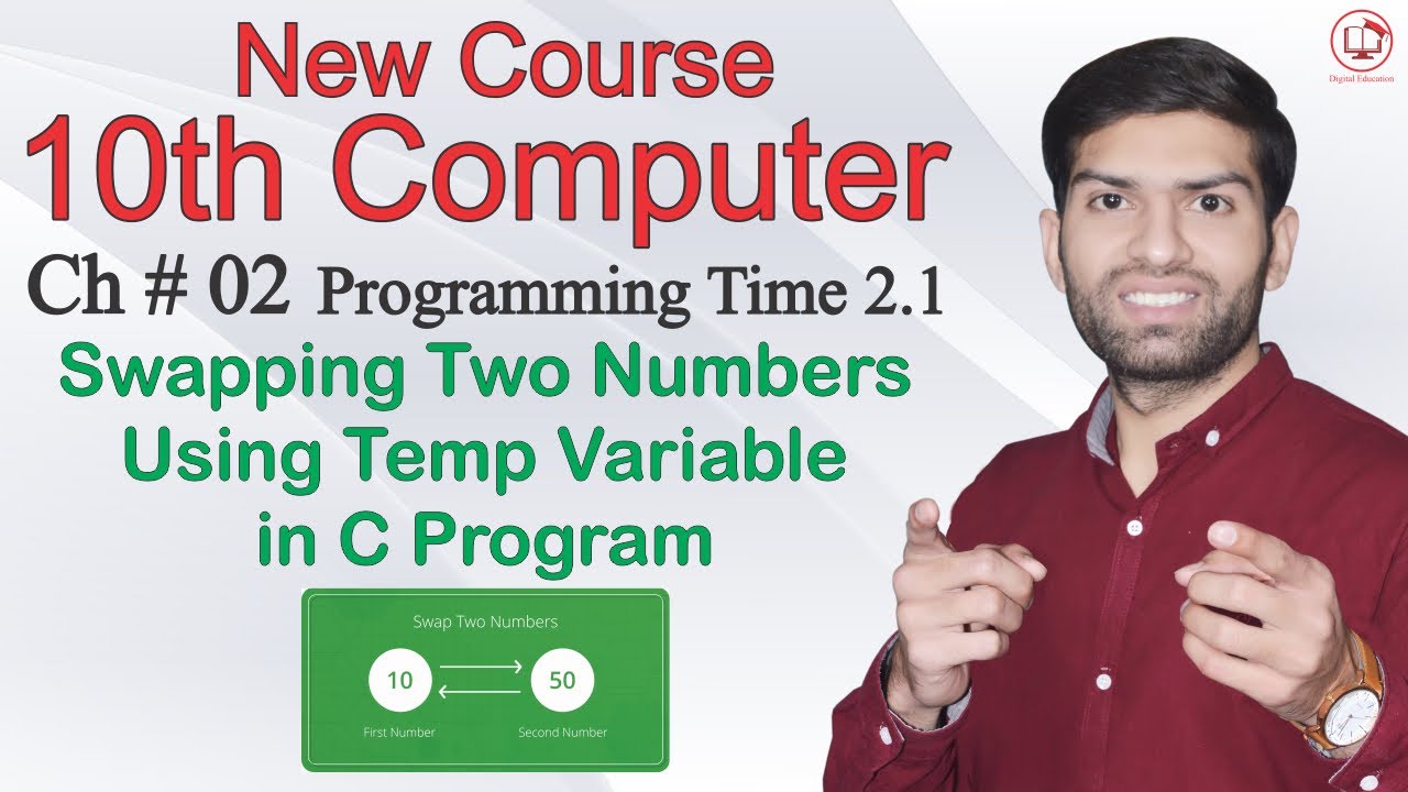 Swapping Two Numbers C Program In Hindiurdu Programming Time 21 10th Computer Science 1393