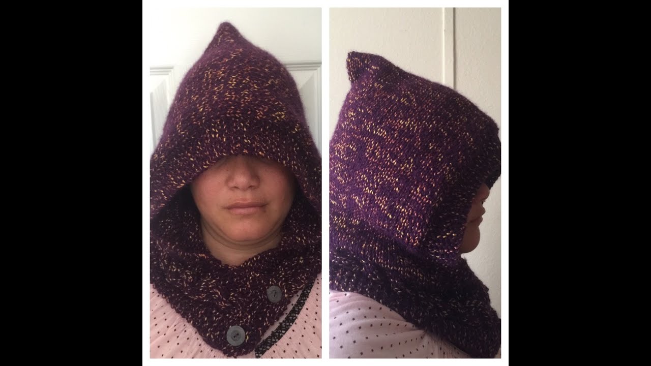 Capucha con bufanda-cuello a dos agujas - YouTube