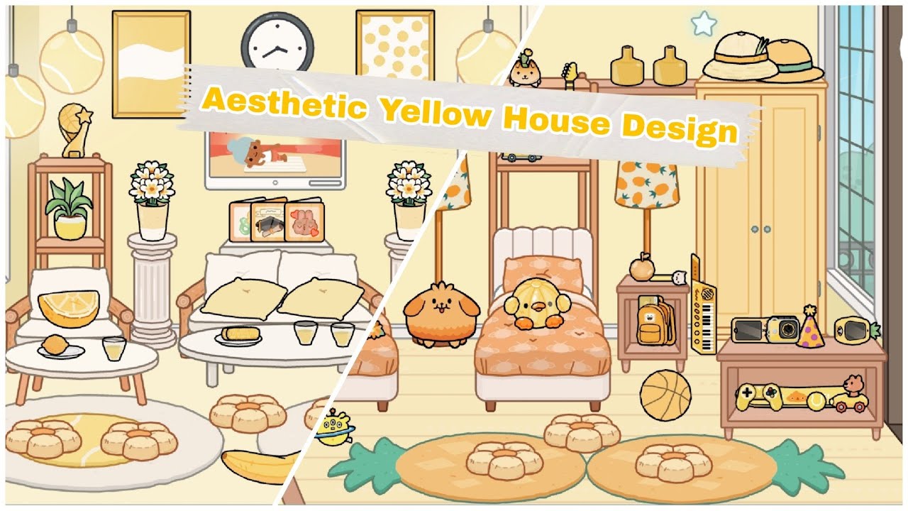 AESTHETIC YELLOW HOUSE DESIGN 💛🏕 TOCA LIFE WORLD 💛 - YouTube
