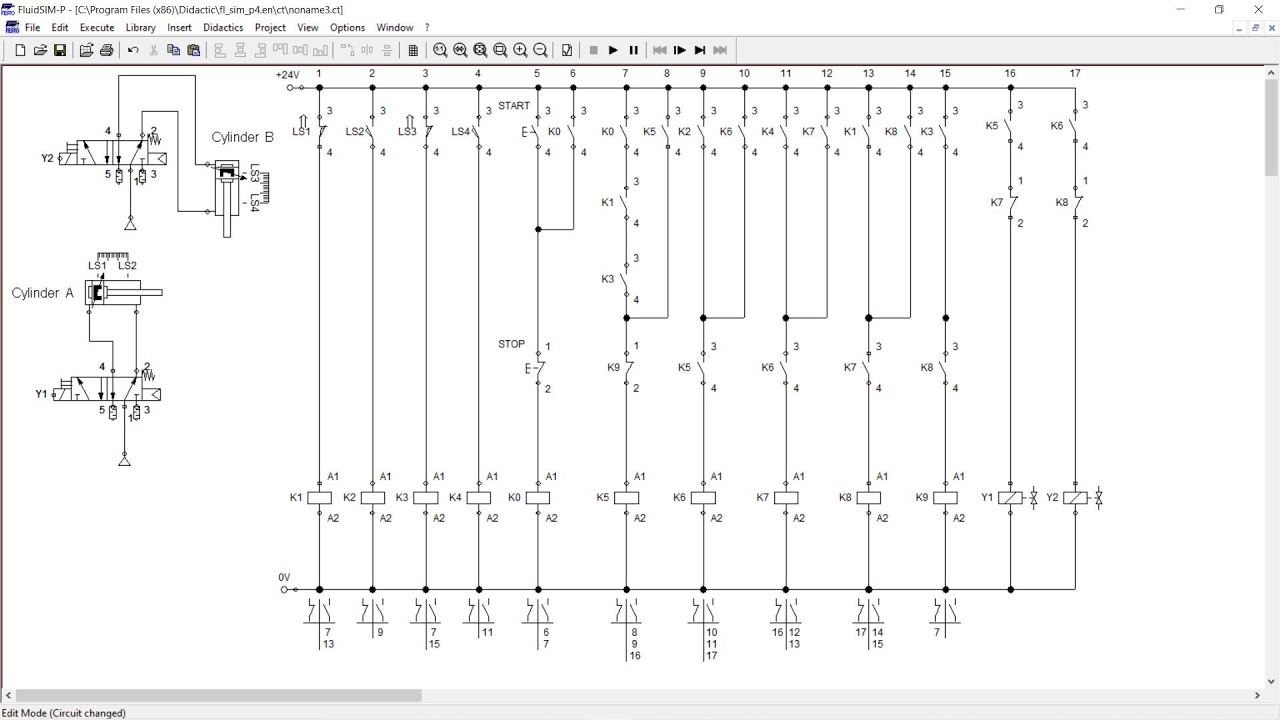 FluidSIM Tutorial : Electro-Pneumatic A+ B+ A- B- ; continuous looping ...