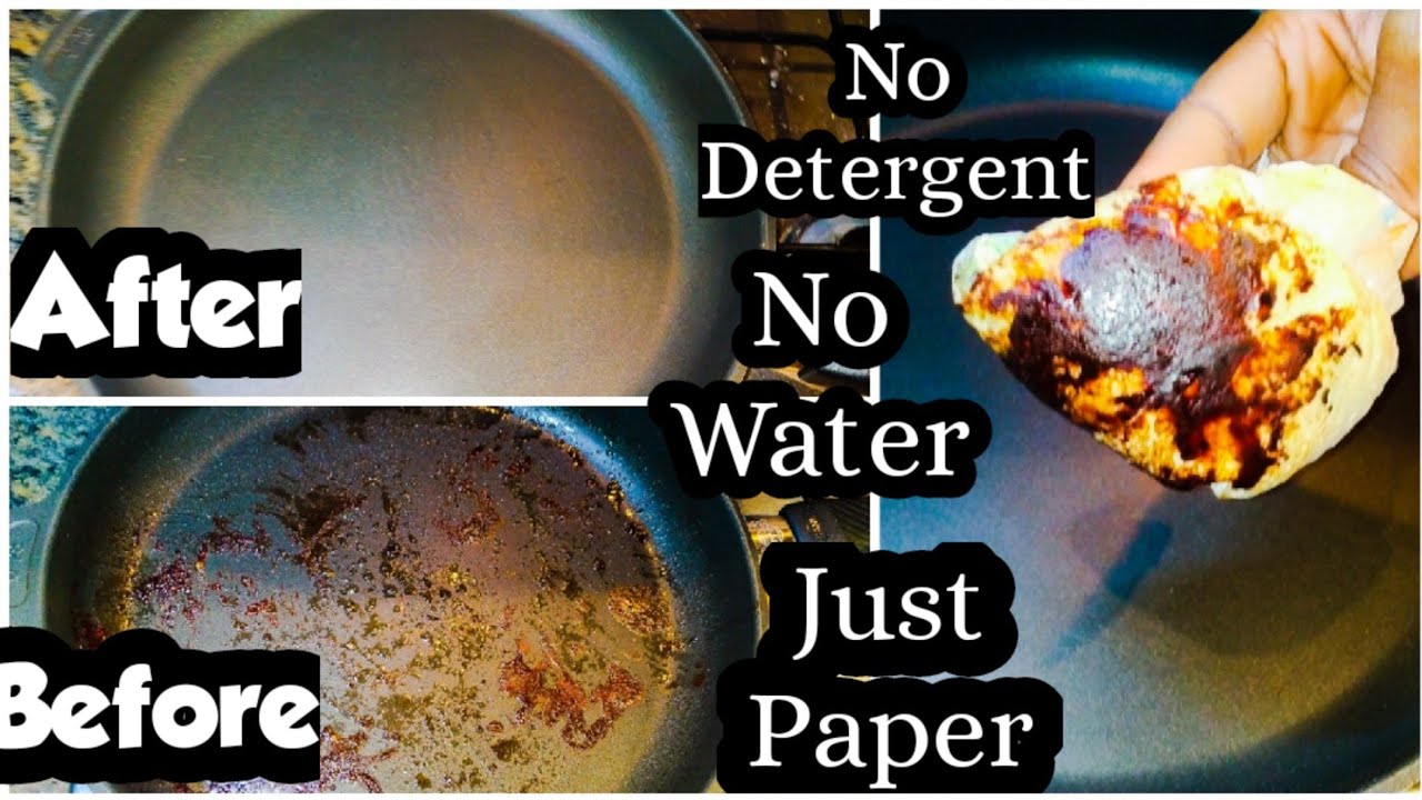 Clean A Fry/Barbecue Pan With Only A Paper. - YouTube