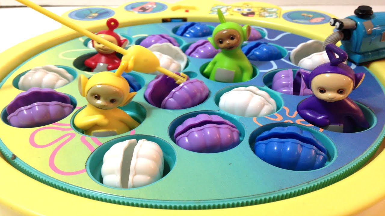 Teletubbies Play Fishing game Sponge Bob تلتبيز لعبة الصيد - YouTube