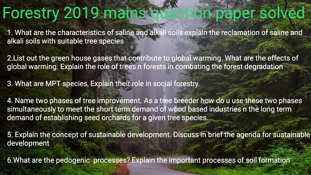 5th set of 2019 forestry mains question paper solved - YouTube