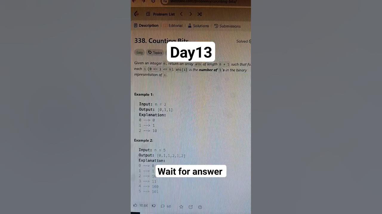 Counting Bits Blind 75 Leetcode Question 13 Leetcode Coding Leetcodechallenge Viral Music