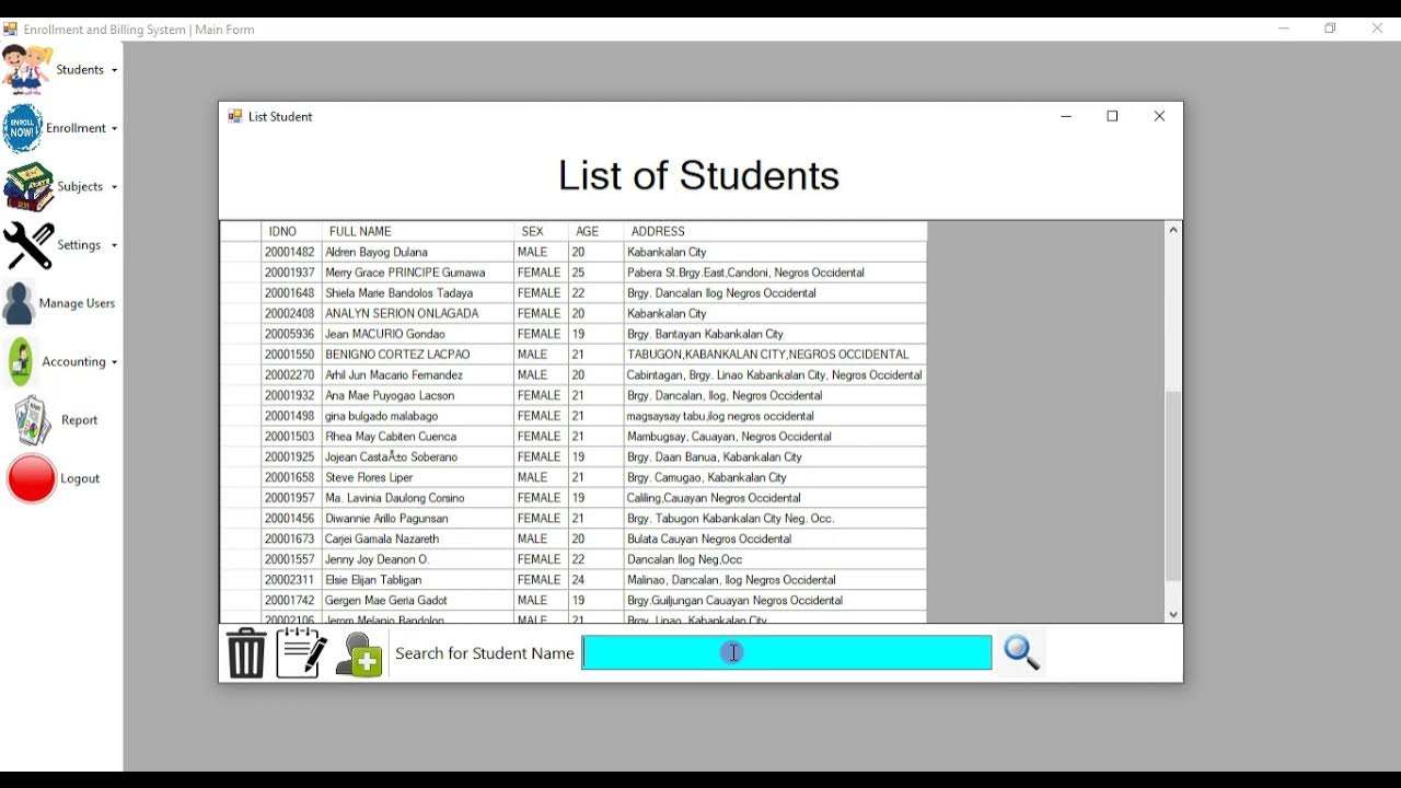 Enrollment and Billing System in VB NET and MySQL Database DEMO - YouTube