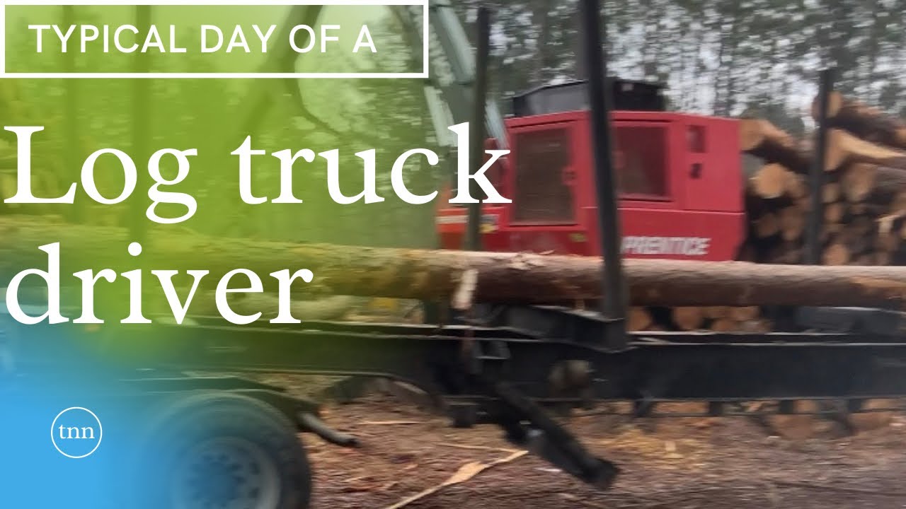 Typical day of a log truck driver - YouTube