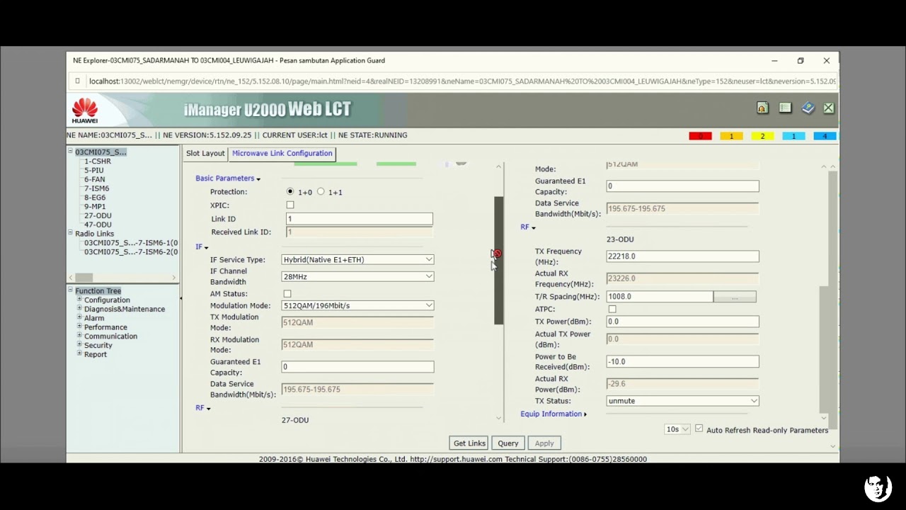 HUAWEI RTN : Cek Interference Optix RTN Configuration 2+0 # ...