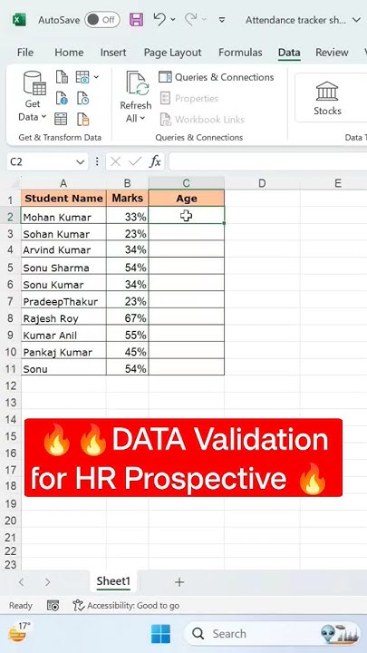 Excel Tricks | Age Data validation Tricks #shorts #viral #trending #excel #exceltips #itgyan2.0 ...