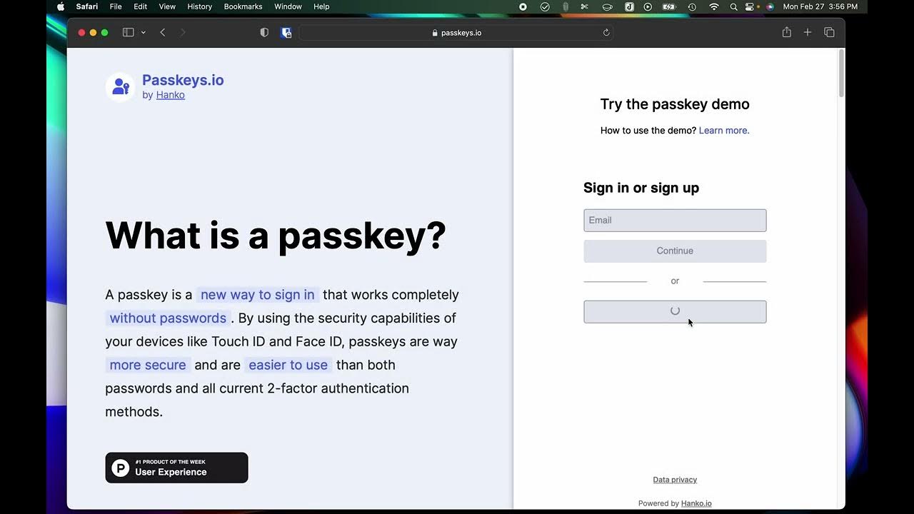 Passkeys login demo - YouTube