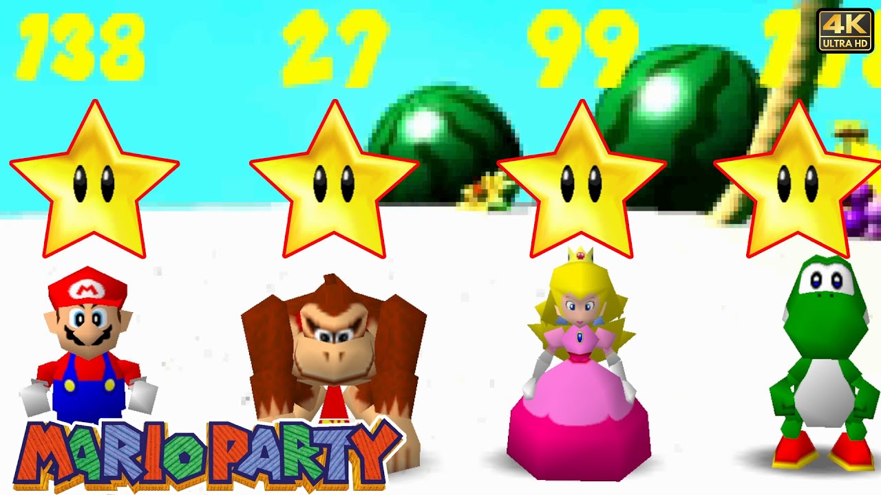 Mario Party 1 - Yoshi's Tropical Island gameplay Yoshi Mario Peach DK ...