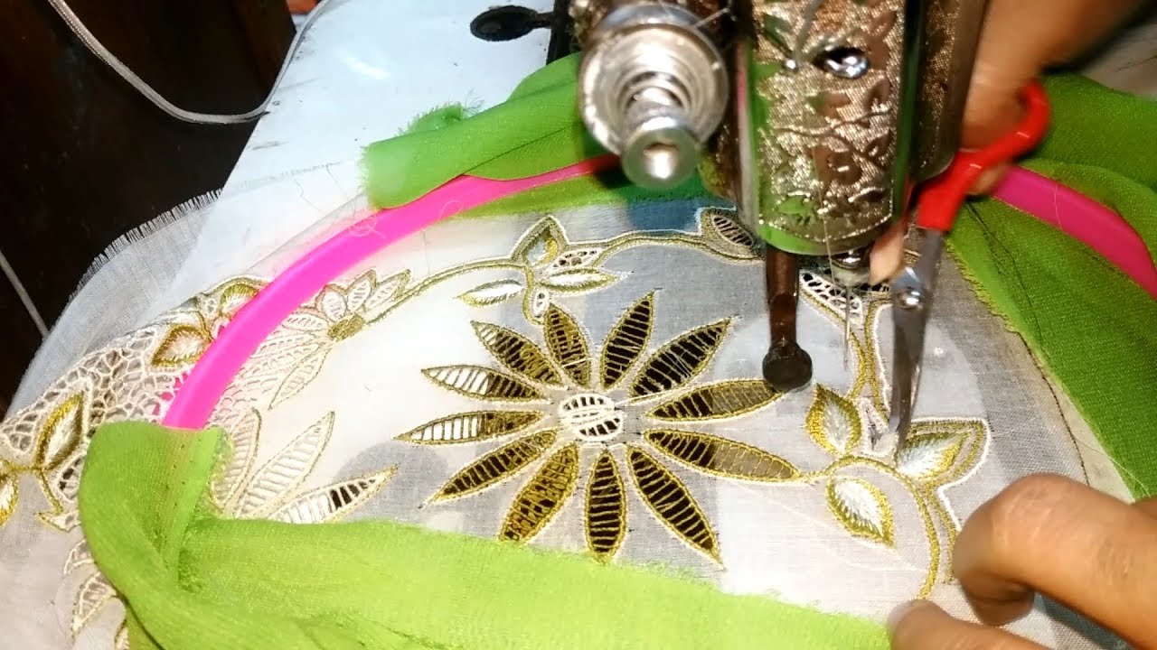 CUPLIKAN CARA MEMBORDIR KEBAYA KERANCANG /TERAWANG LANGSUNG MESIN HITAM ...