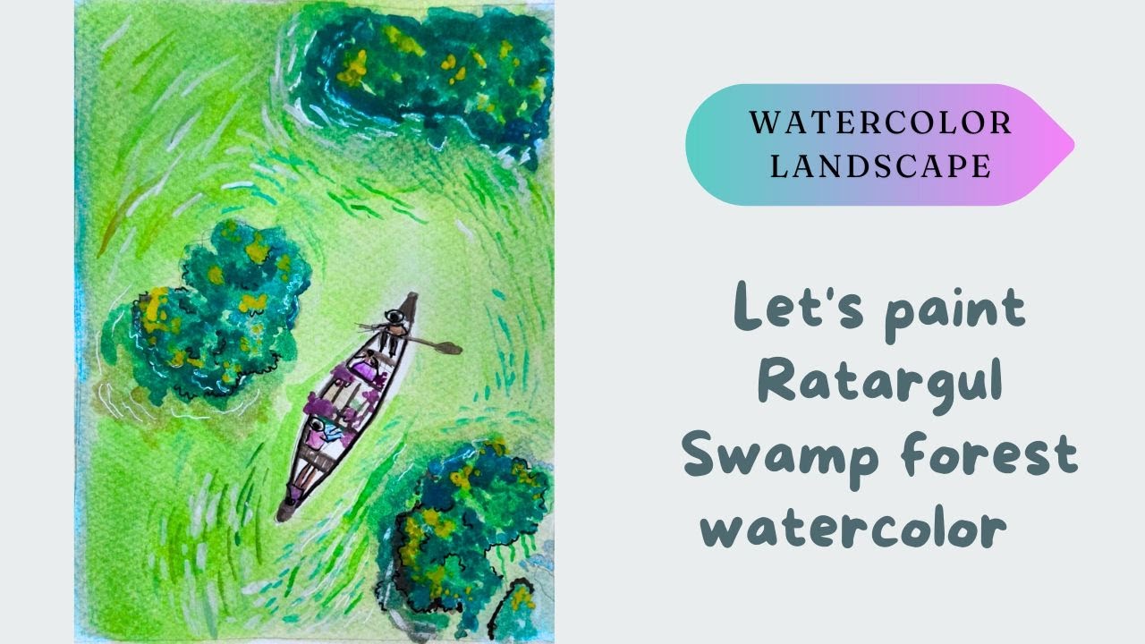 How to Paint RATARGUL swamp forest | Watercolor landscape |Swamp forest ...
