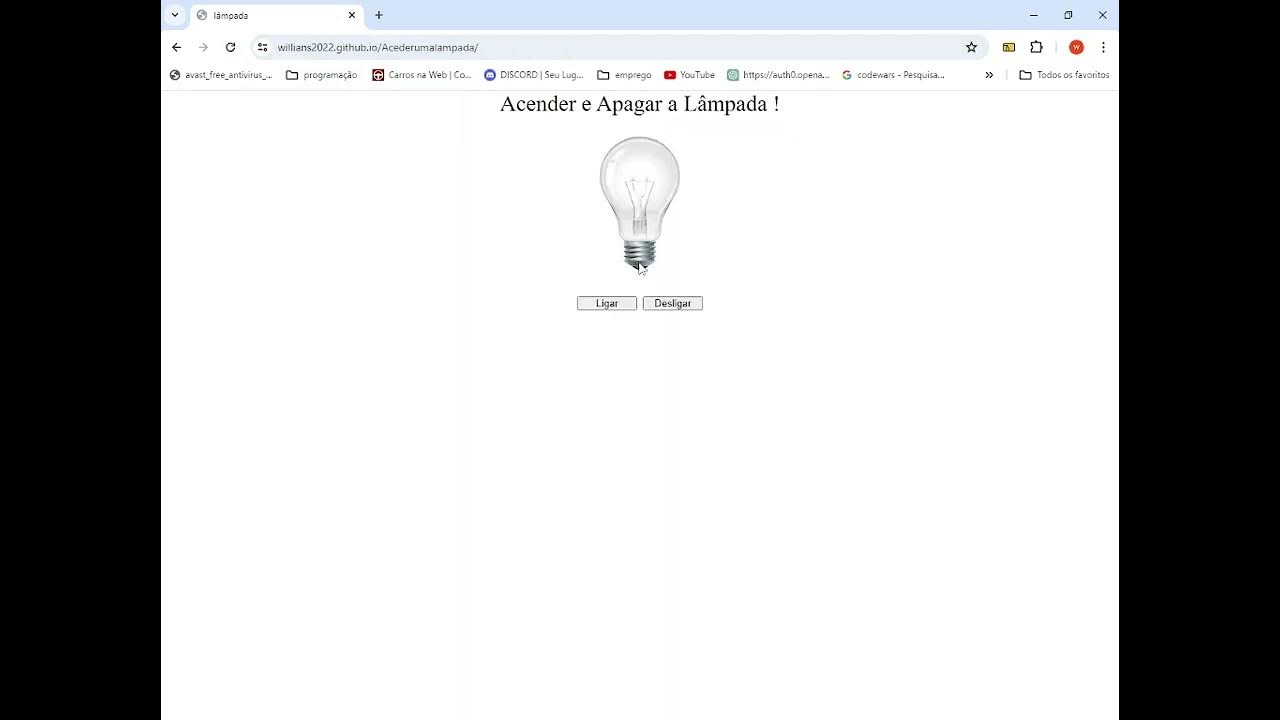 Acesser e Apagar uma Lampada com #html #css #javascript - YouTube