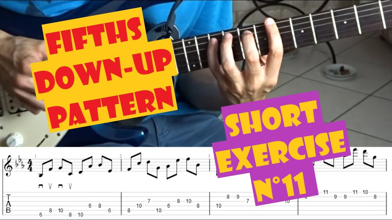 Short Guitar Exercise N°11 (fifths, down-up pattern) - YouTube