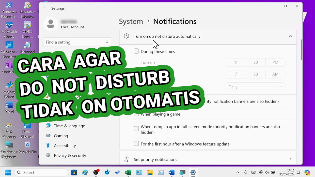 Tutorial Supaya Mode Do Not Disturb Tidak On Secara Otomatis (Laptop ...