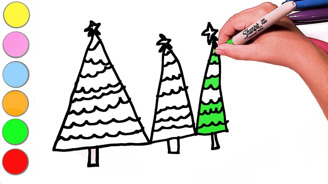HOW to Draw ChristmasTree / Как Нарисовать Ёлку / Comment dessiner ...