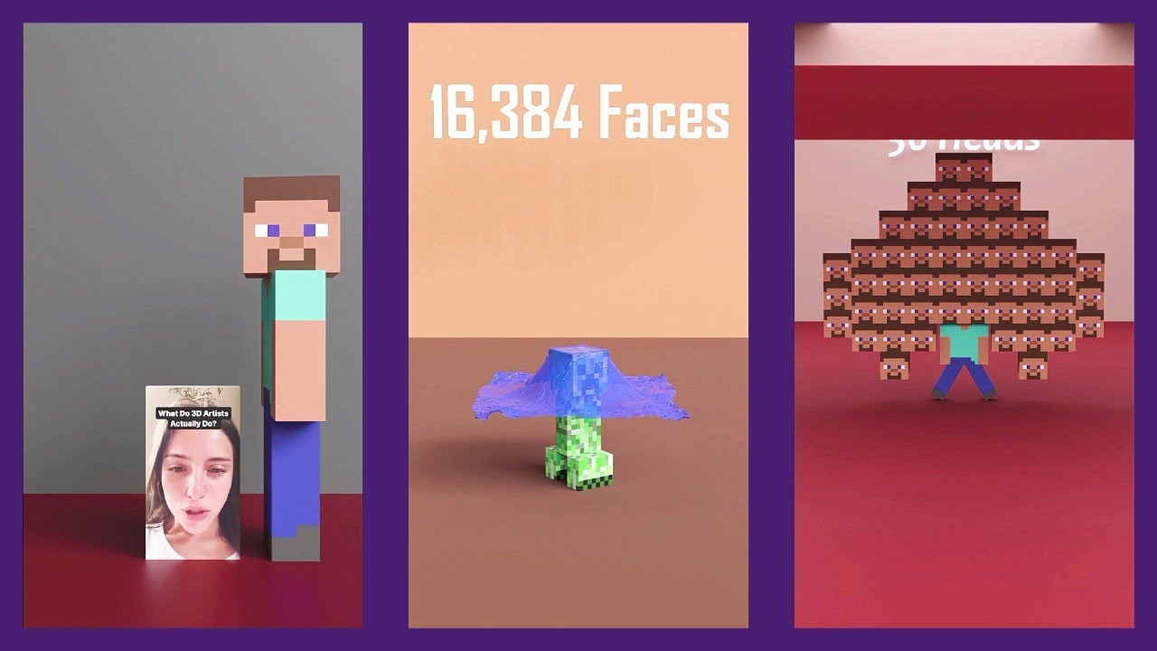 Satisfying Minecraft compilation || Animation || #blender #satisfying ...