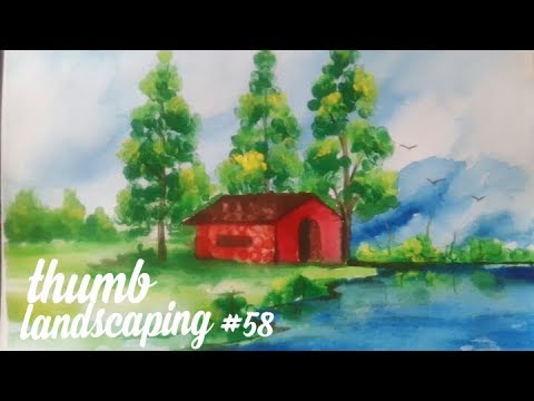 landscape thumb painting / landscape with thumb impression / #58 - YouTube