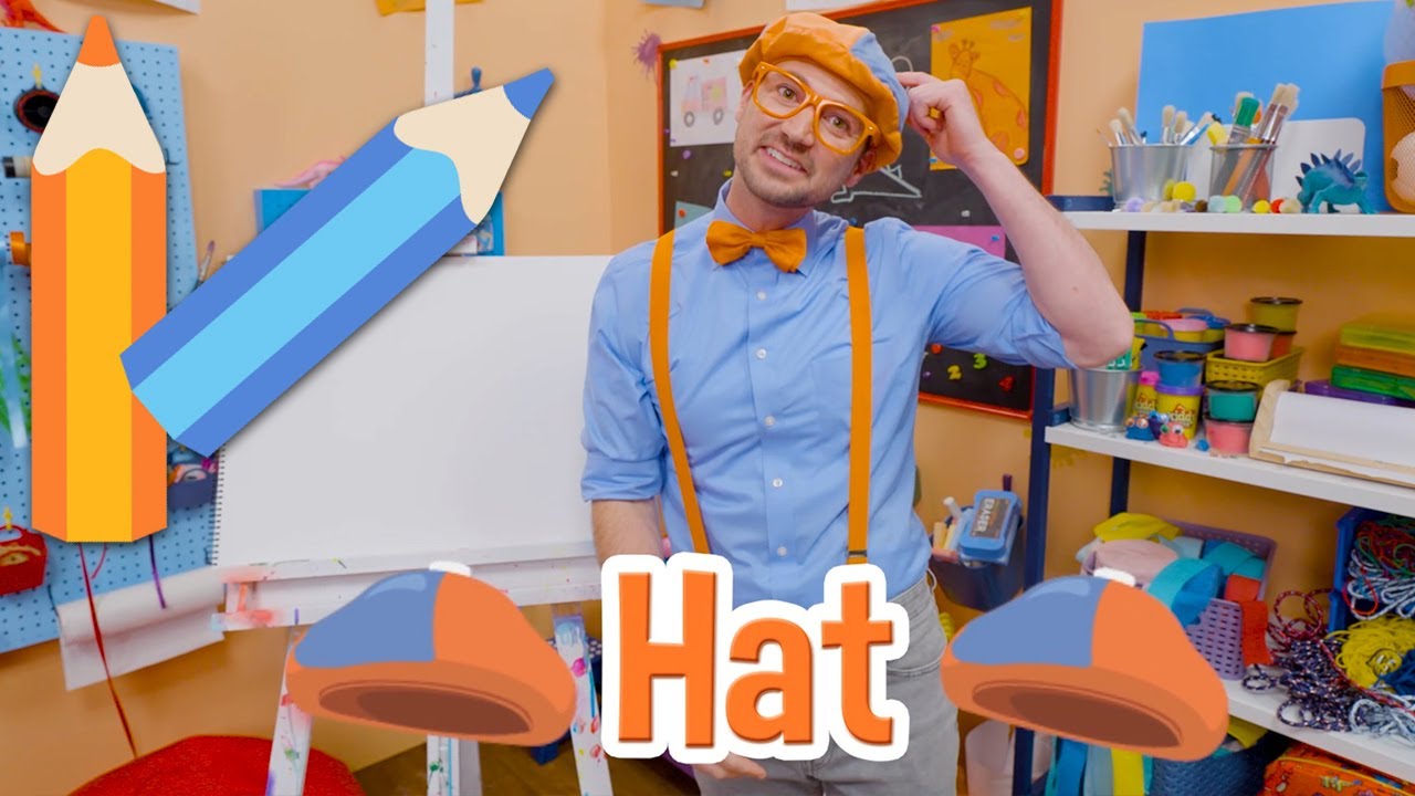 Blippi Learns How To Draw Blippi's Hat - EASY ART FOR KIDS! | Blippi's ...