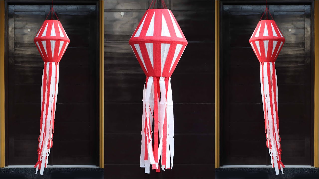 Cara membuat lampion 17 Agustus dari kertas krep ! Lampion Merah Putih ...