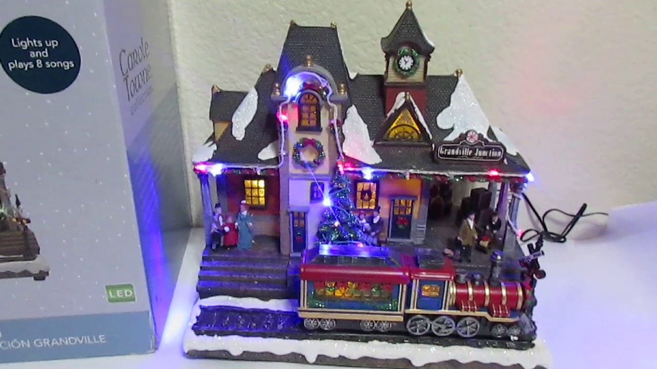 Lemax Carole towne animated train station - YouTube